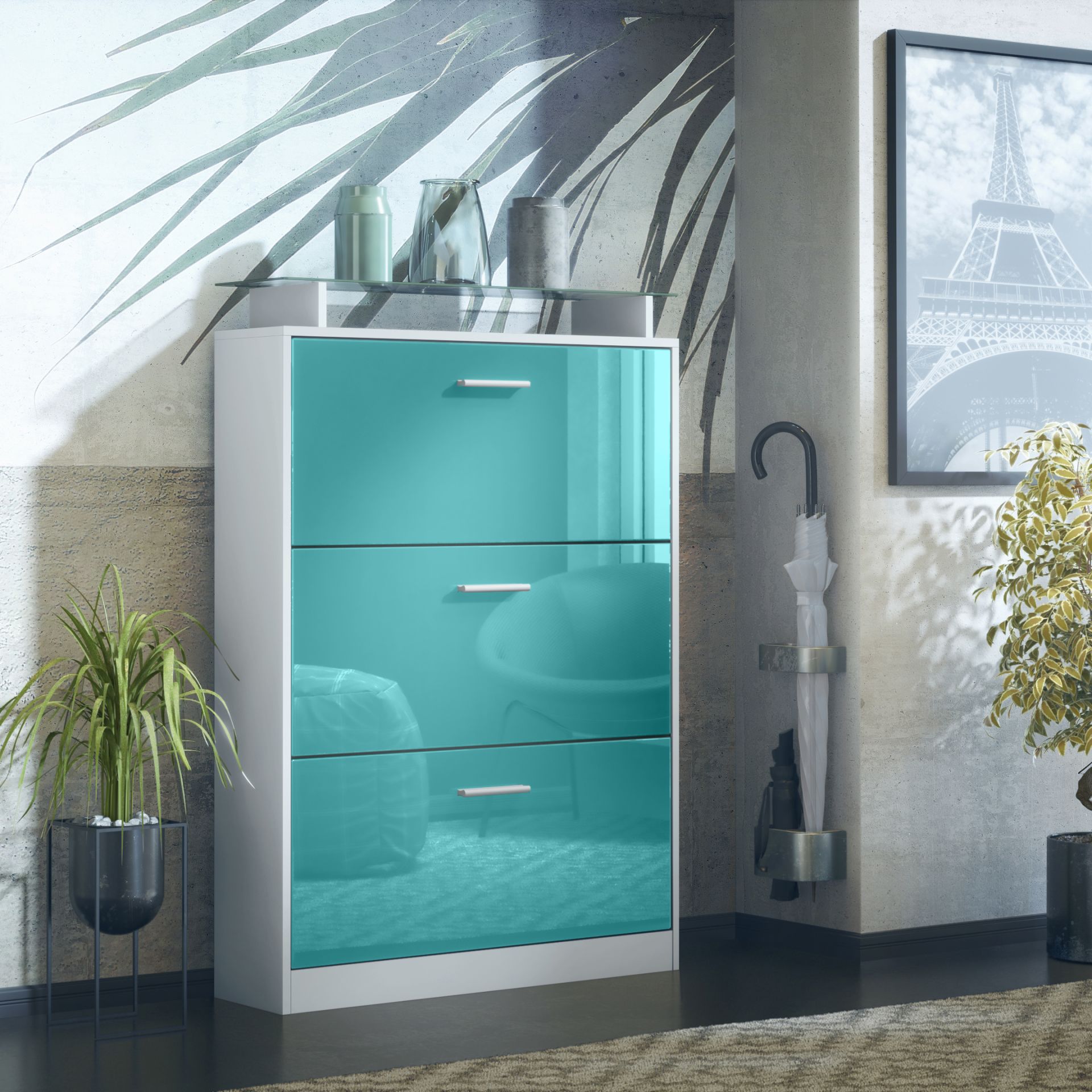 Linio V1 Sideboard Anthrazit mit 2 Türen und 4 Schubladen Anthrazit ...